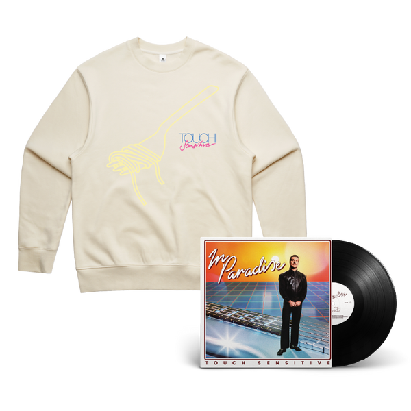 Touch Sensitive / In Paradise LP & Fork Logo Print Ecru Bundle – sound-merch.com.au