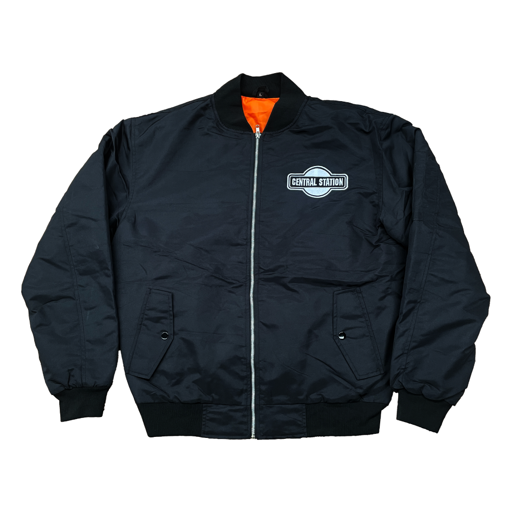 Central Station / Black Bomber Jacket – sound-merch.com.au