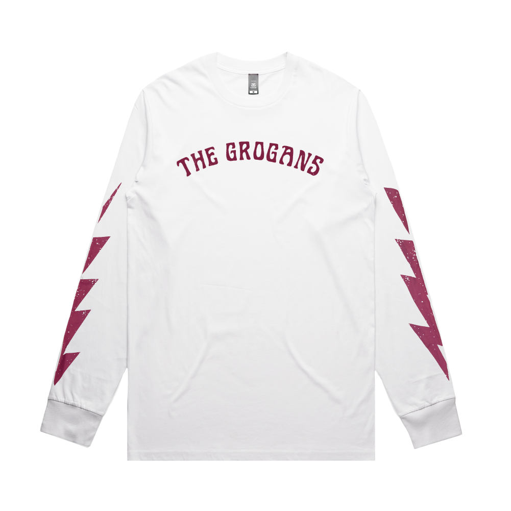 Lightning Bolt Long Sleeve (White) – sound-merch.com.au