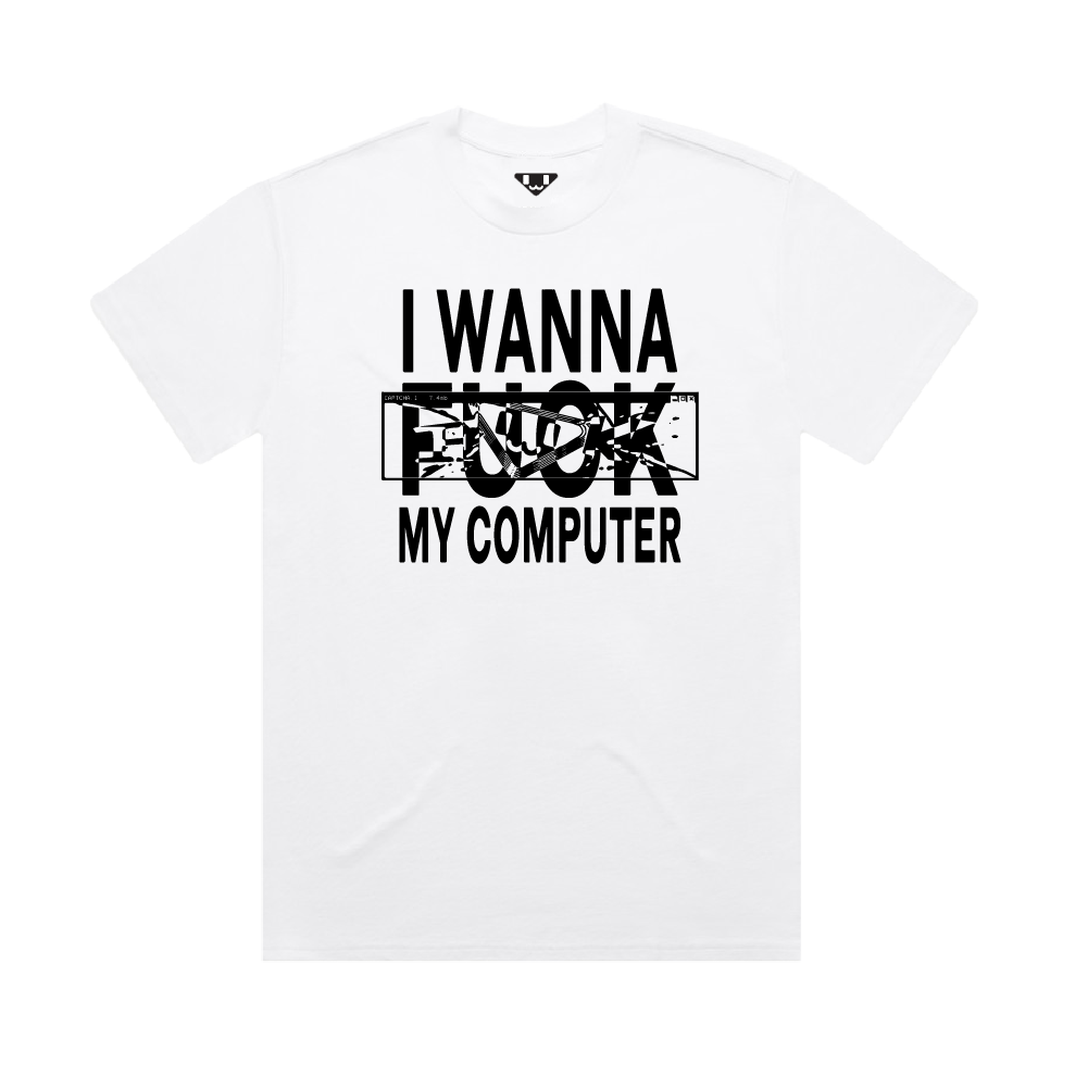Ninajirachi / I Wanna Fuck My Computer Faded White Tee – sound-merch.com.au