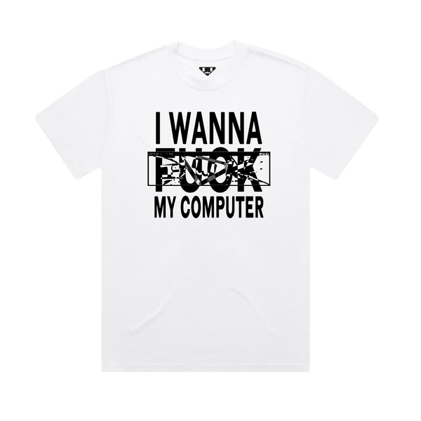 Ninajirachi / I Wanna Fuck My Computer Faded White Tee – sound-merch.com.au