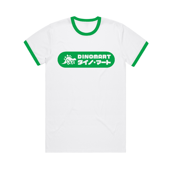 Last Dinosaurs / DINOMART - White + Green Ringer T-Shirt – sound-merch ...