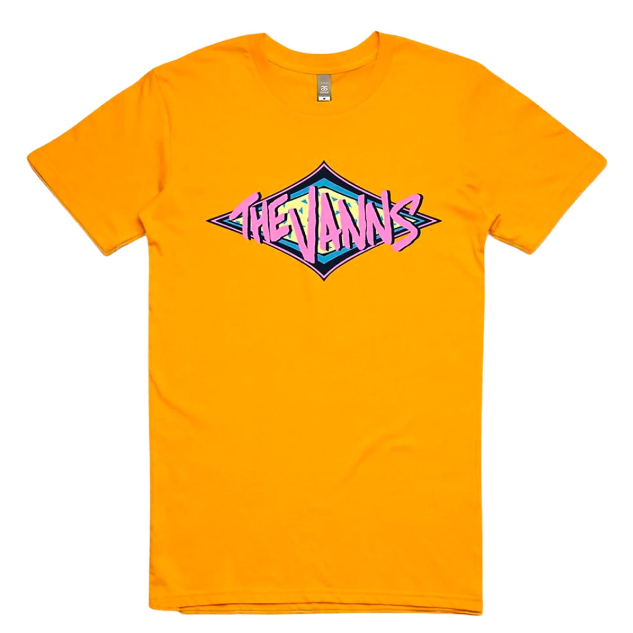 The VANNS yellow retro logo tee – sound-merch.com.au