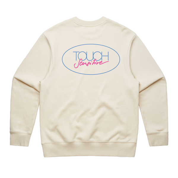 Touch Sensitive / Fork Logo Print Ecru Heavy Crew – sound-merch.com.au