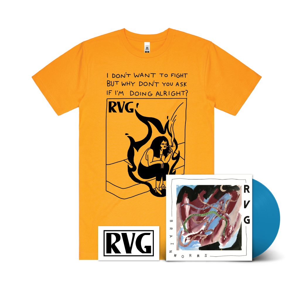 RVG / 'Brain Worms' Blue Vinyl LP, T-Shirt & Sticker Bundle – sound ...
