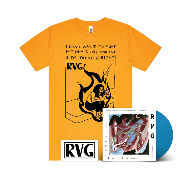 RVG / 'Brain Worms' Blue Vinyl LP, T-Shirt & Sticker Bundle – sound ...