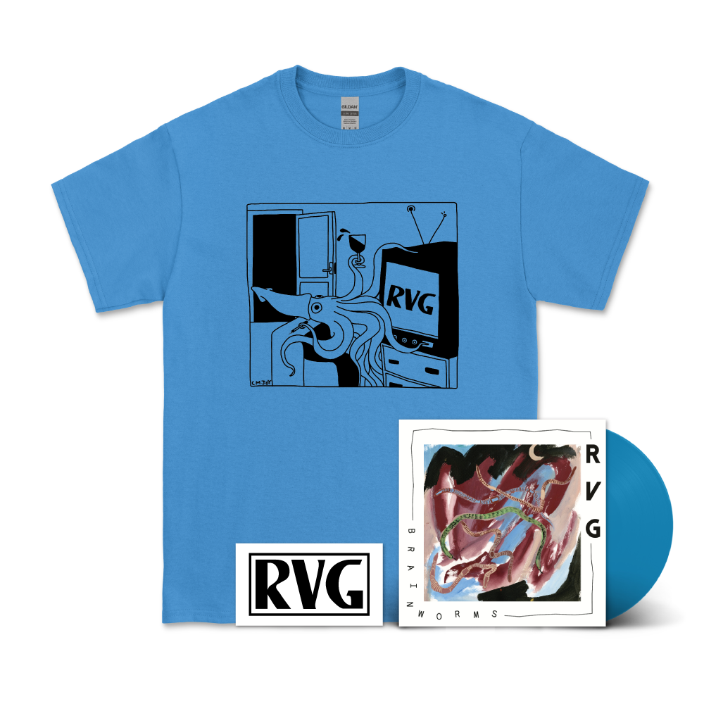 RVG / 'Brain Worms' Blue Vinyl LP, Blue T-Shirt & Sticker Bundle ...