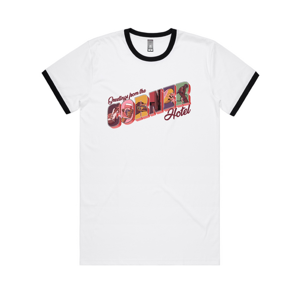 The Corner Hotel / Greetings From The Corner Hotel White Ringer T-shir ...