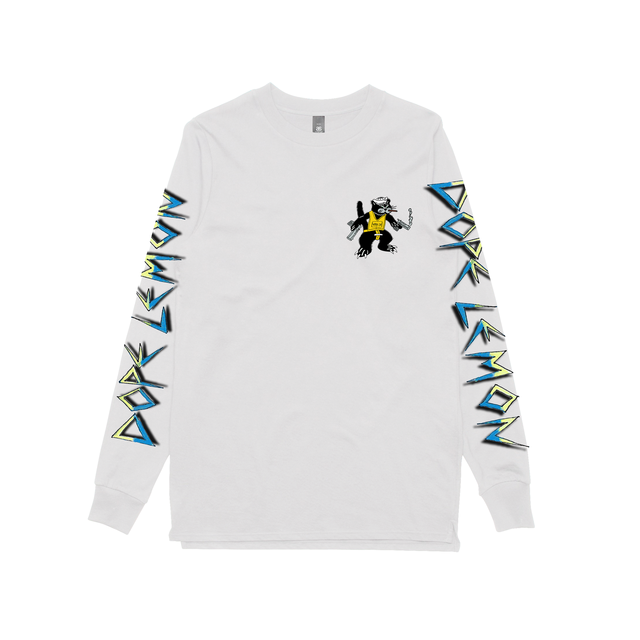 Dope Lemon 'Gun Cat' White Longsleeve T-shirt – sound-merch.com.au