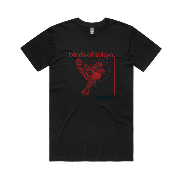Birds / Black T-shirt with Red Print – sound-merch.com.au