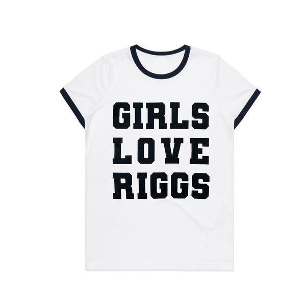 Girls Love Riggs / Womens Navy and White Ringer T-shirt – sound-merch ...