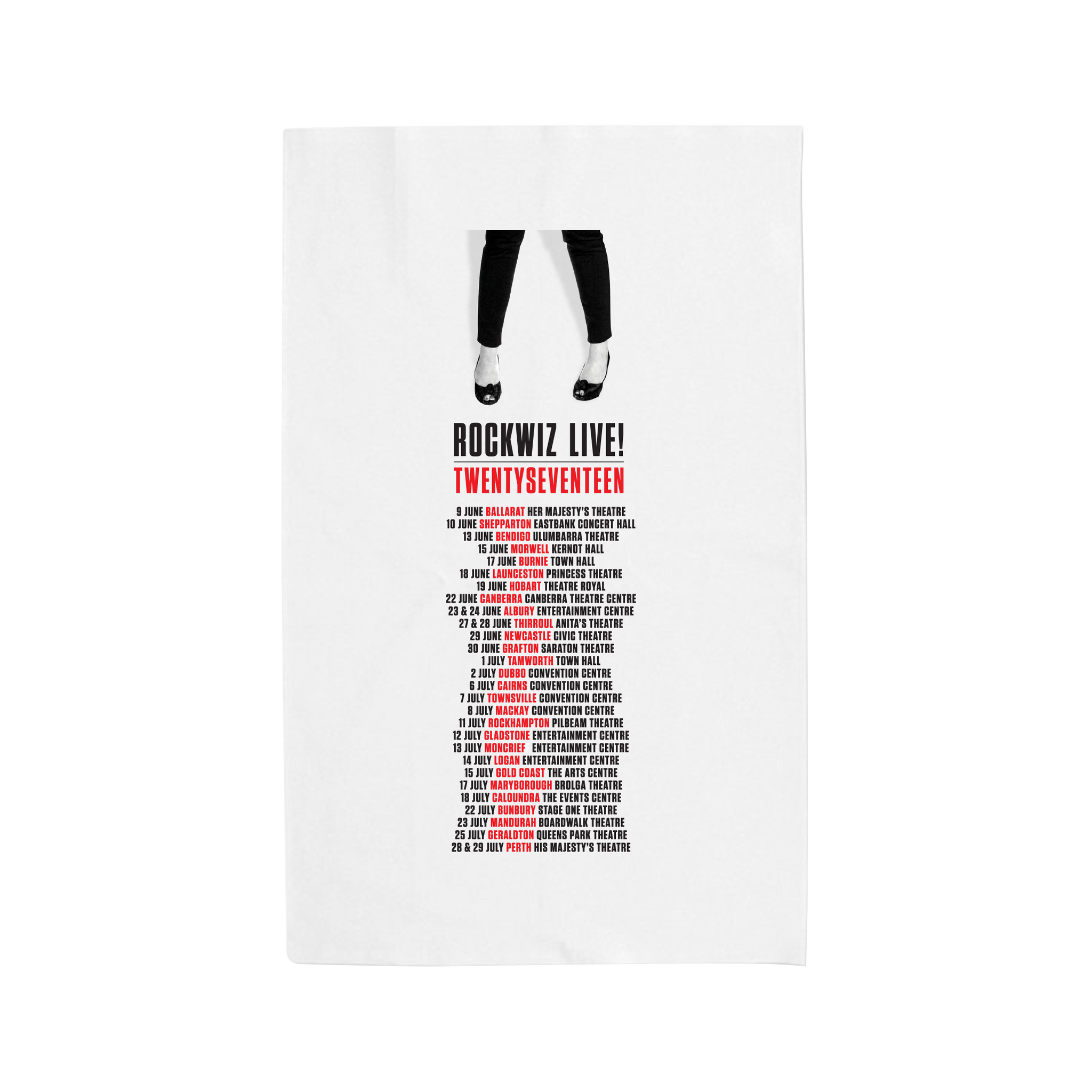 Rockwiz 'Tour Dates' / Tea Towel – sound-merch.com.au