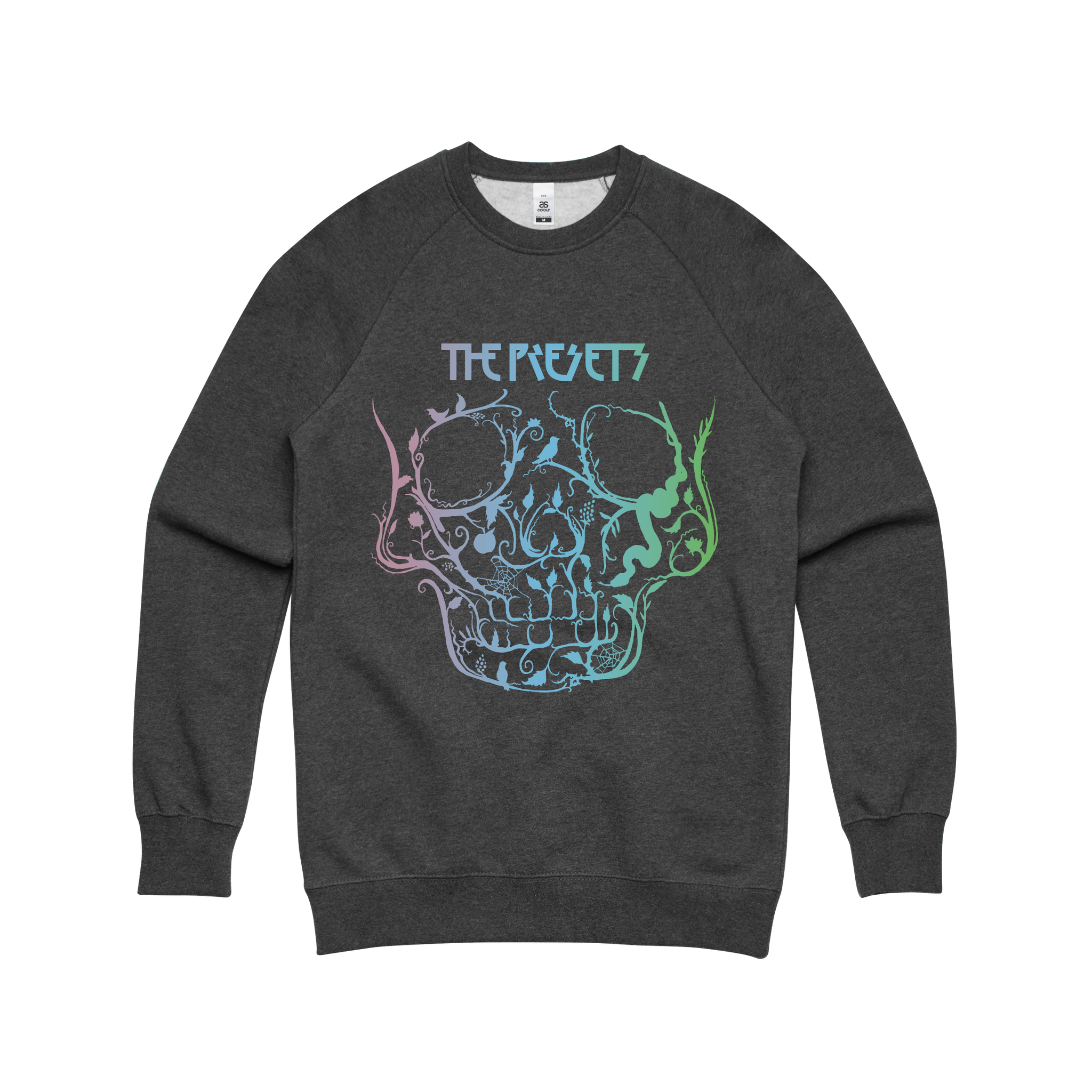 The Presets 'garden skull' asphalt marle crew – sound-merch.com.au